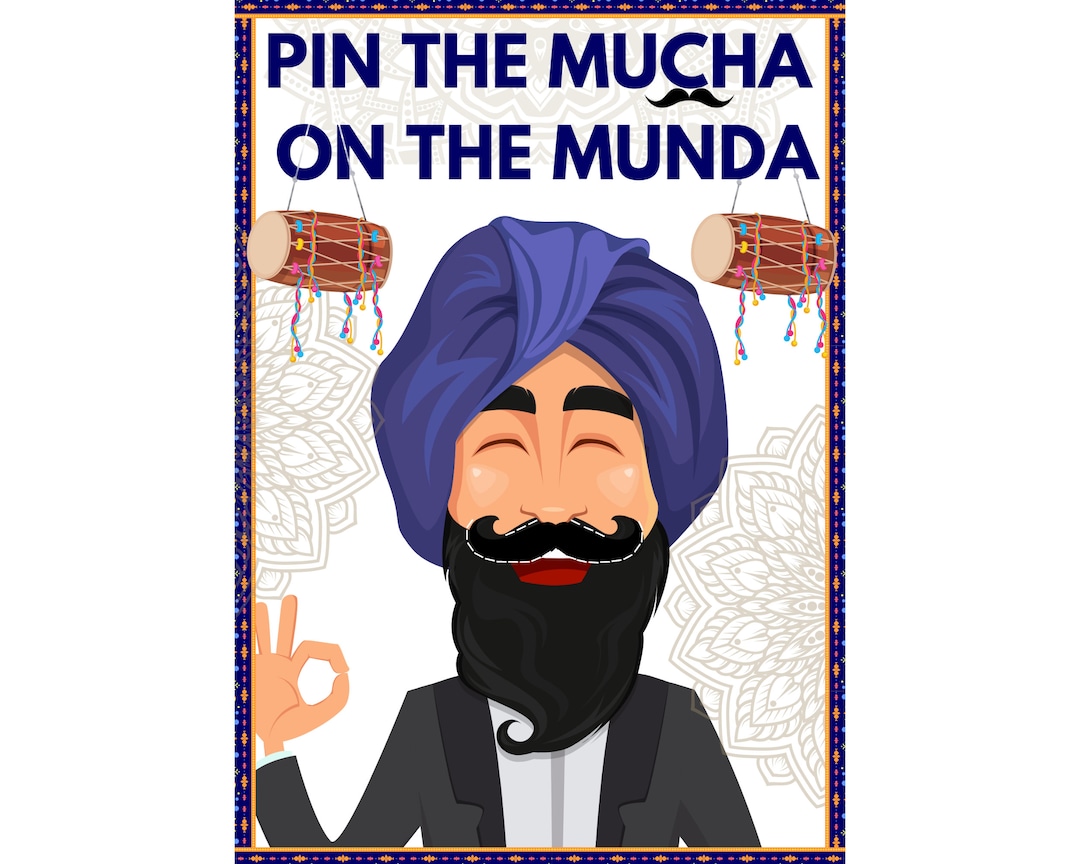 Pin the Mucha on the Munda- Desi Game - Etsy