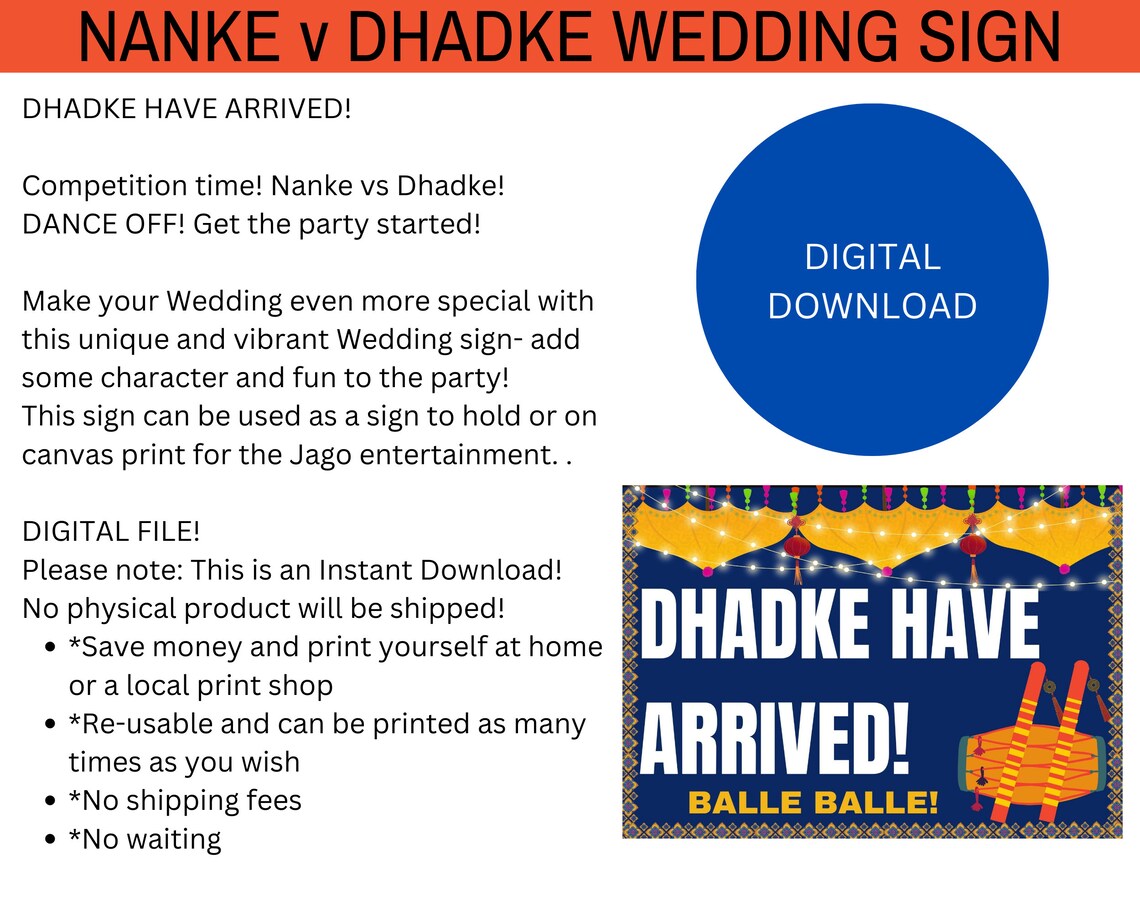Jago Wedding Sign Nanke Vs Dhadke Sign punjabi Desi Sikh Indian Wedding ...