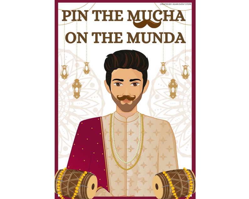 Pin the Mucha on the Munda- Desi Event Game (DIGITAL) - Etsy