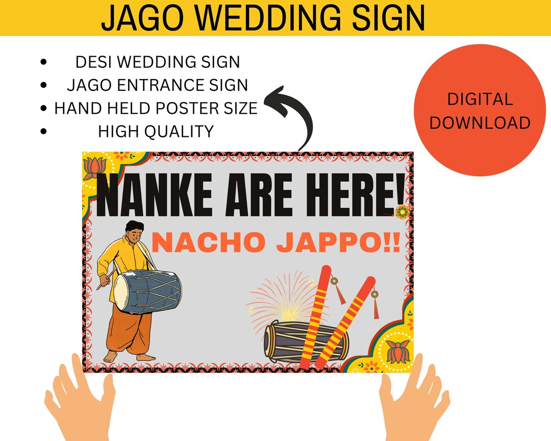 Jago Wedding Sign: Punjabi Nanke Entrance Decor (digital Download) - Etsy