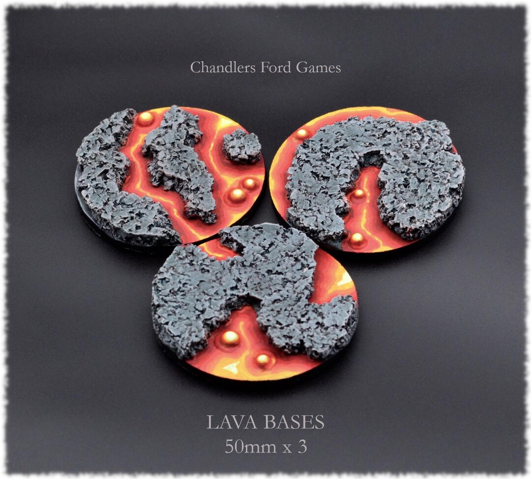 Miniature Bases | Lava Bases | 50mm X 3 | Dnd 40000 Wargaming AOS Kill ...
