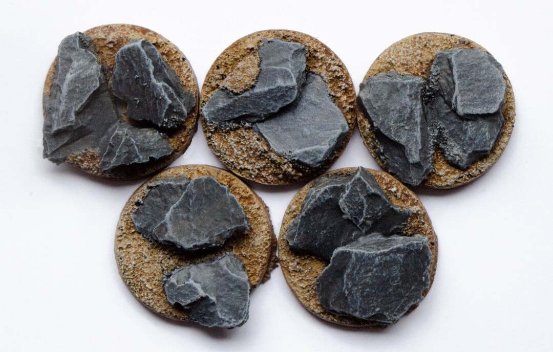 Miniature Bases Slate Rock Bases 25mm X 5 set A 40000 Dnd Wargaming AOS ...