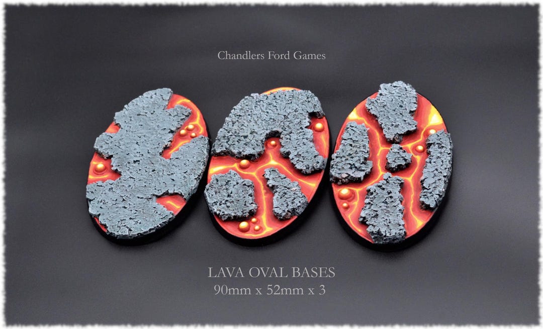 Miniature Bases | Oval Lava Bases | 90mm X 52mm X 3 | Dnd 40000 ...
