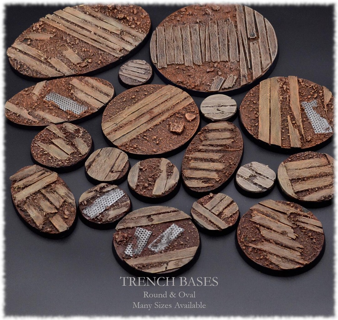 Miniatures Bases Trench - Resin Cast - OVAL Bases for Miniature War ...