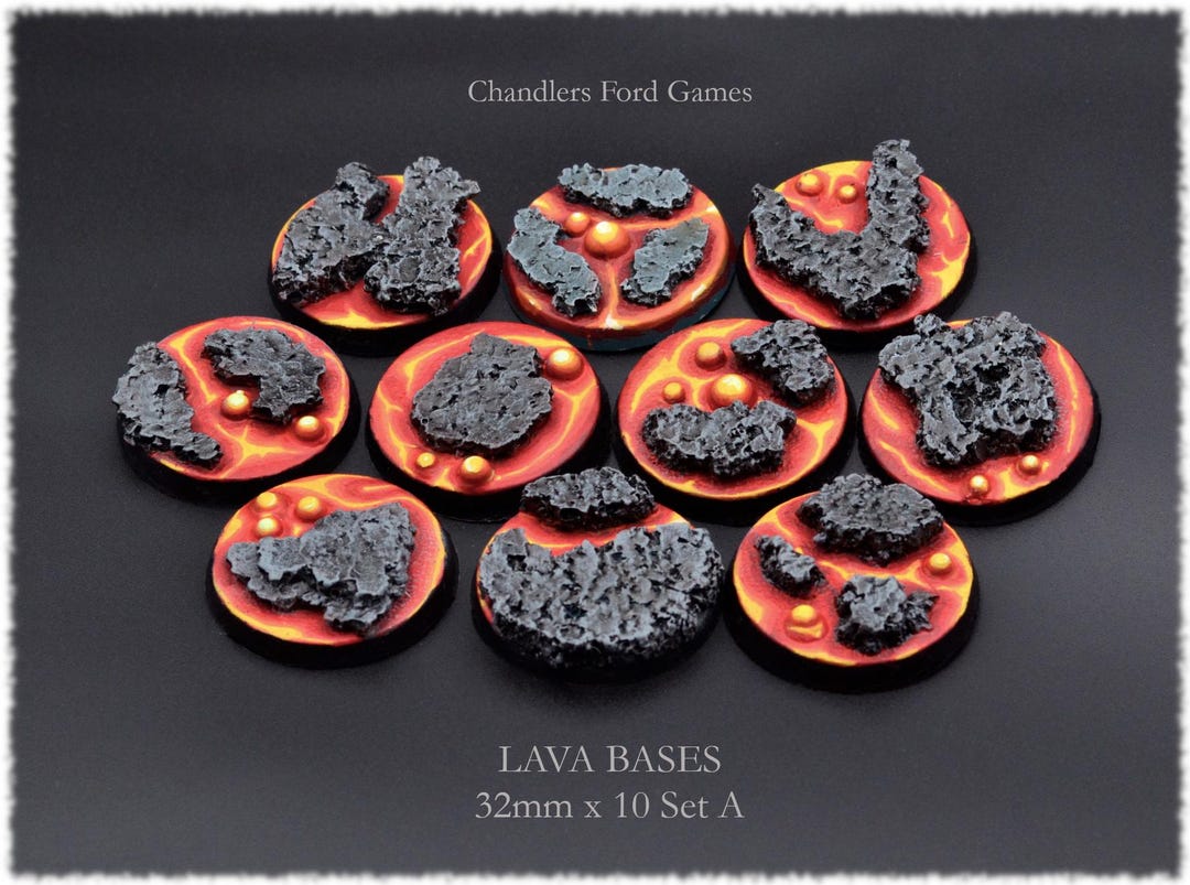 Miniature Bases | Lava Bases | 32mm X 10 (set A) | Dnd 40000 Wargaming ...
