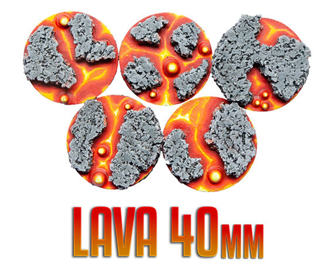 Miniature Bases | Lava Bases | 40mm X 5 | Dnd 40000 Wargaming AOS Kill ...