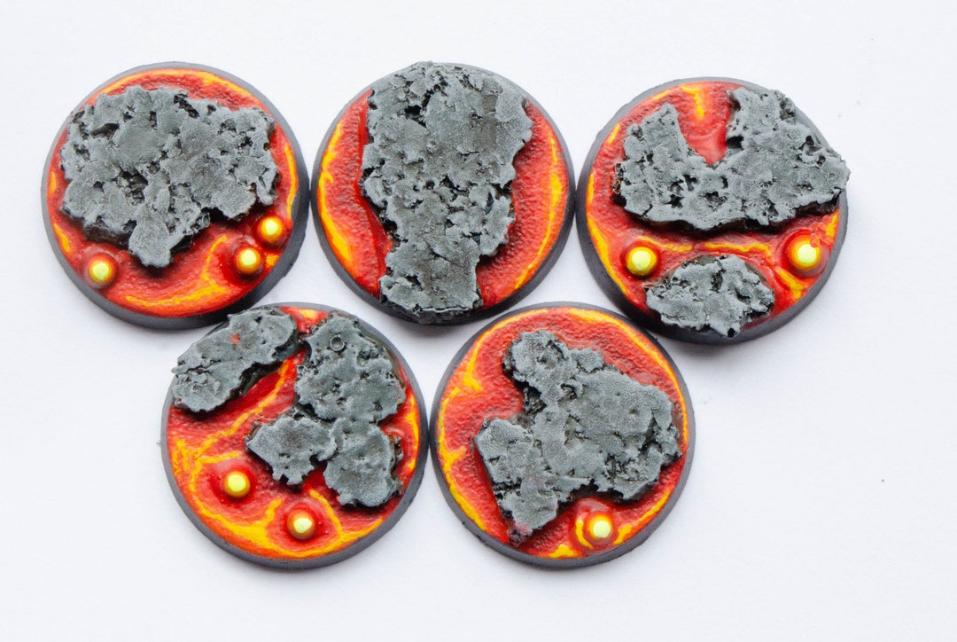 Miniature Bases Lava Bases 28mm X 5 set B Dnd 40000 Wargaming AOS Kill ...