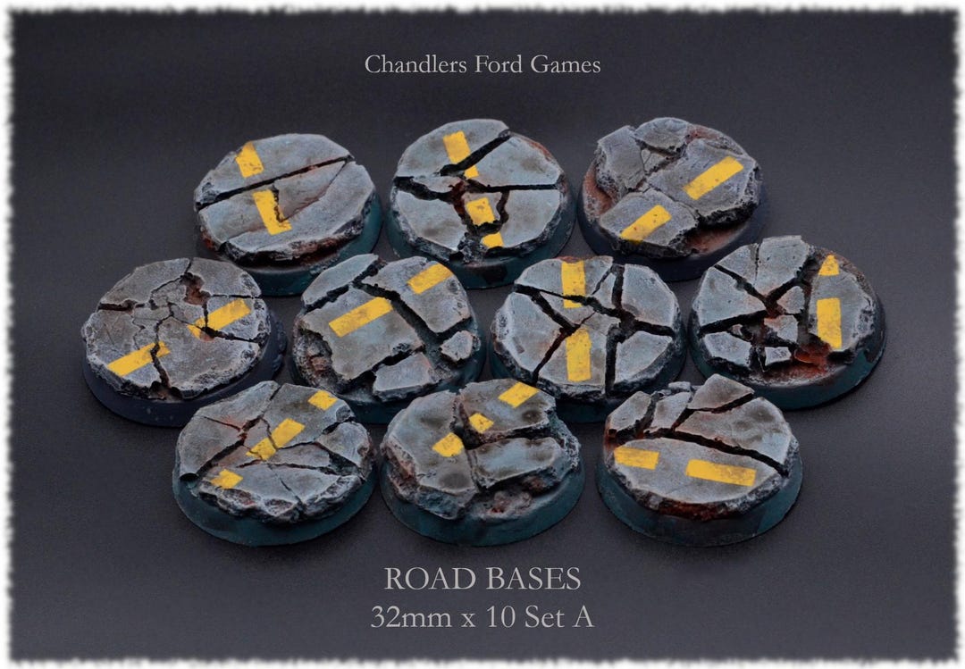 Miniature Bases | Road Bases | 32mm X 10 (set A) | 40000 Dnd Wargaming ...