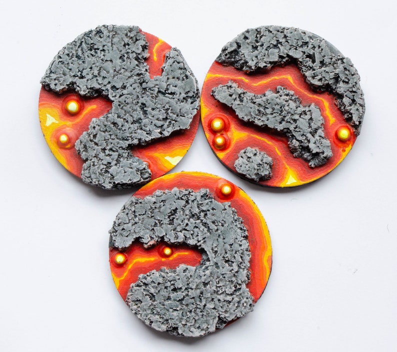 Miniature Bases Lava Bases 50mm X 3 Dnd 40000 Wargaming AOS Kill Team ...