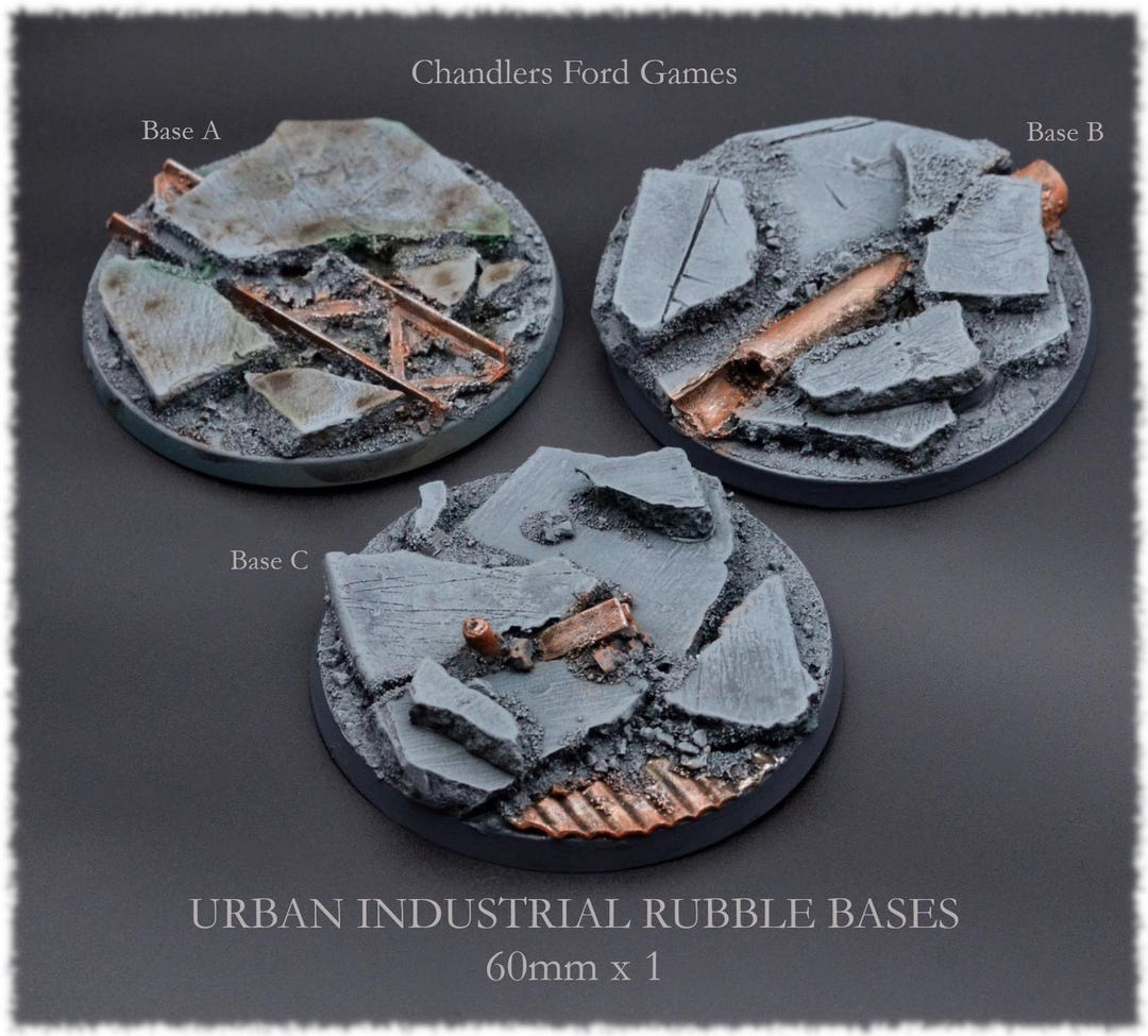 Miniature Bases | Urban Rubble Base | 60mm X 1 | Dnd 40000 Wargaming ...