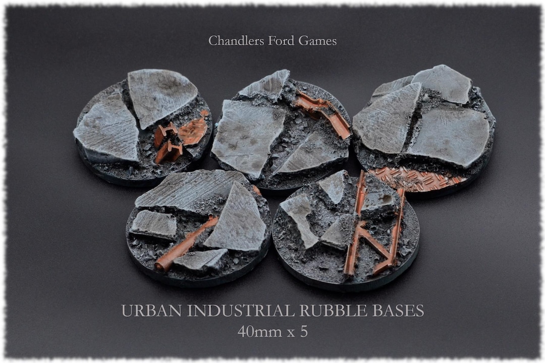 Miniature Bases | Urban Rubble Bases | 40mm X 5 | 40000 Dnd Wargaming ...