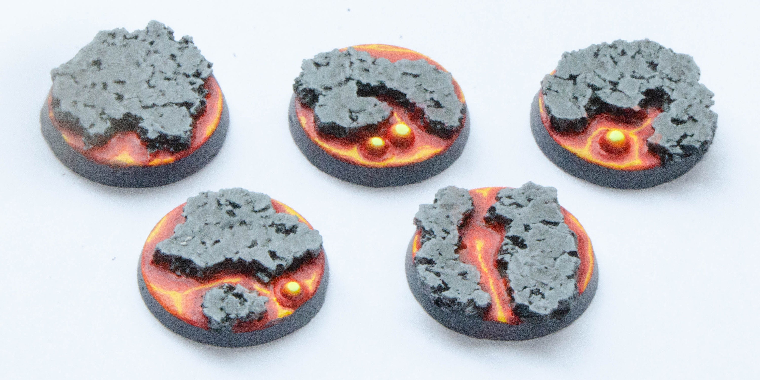 Miniature Bases Lava Bases 28mm X 5 set A Dnd 40000 Wargaming AOS Kill ...