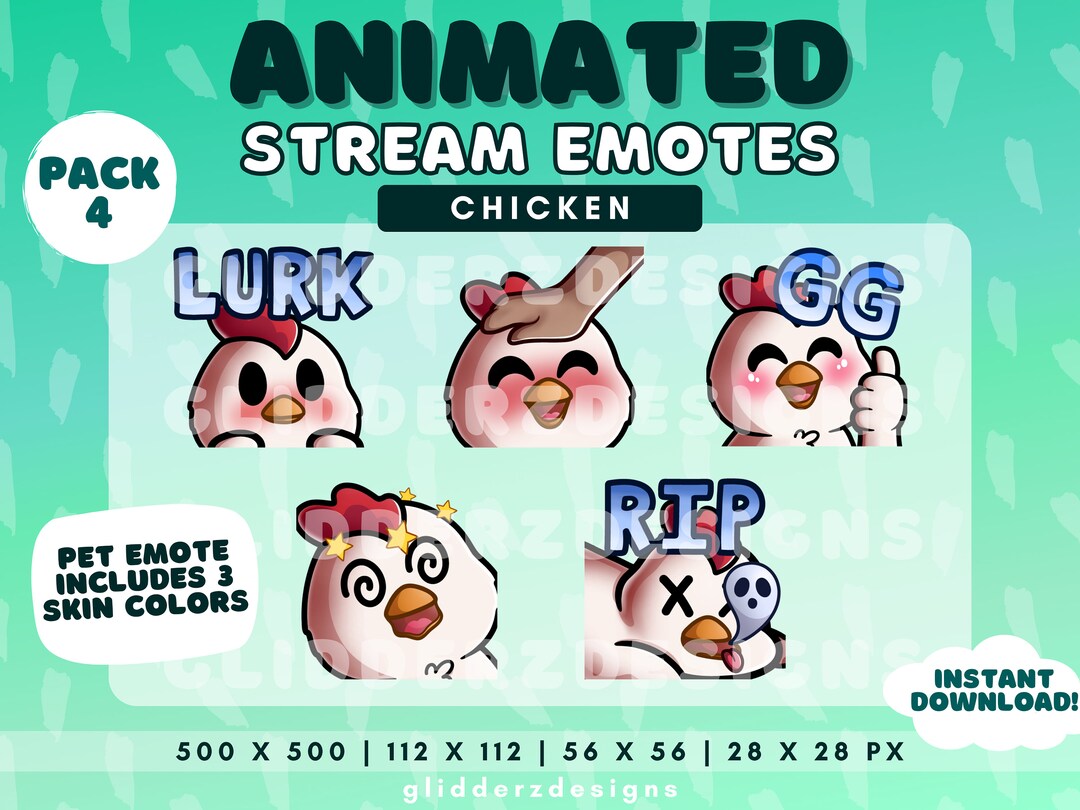 Chicken ANIMATED Twitch Emote Pack 4 Chicken Twitch Emotes Chicken ...