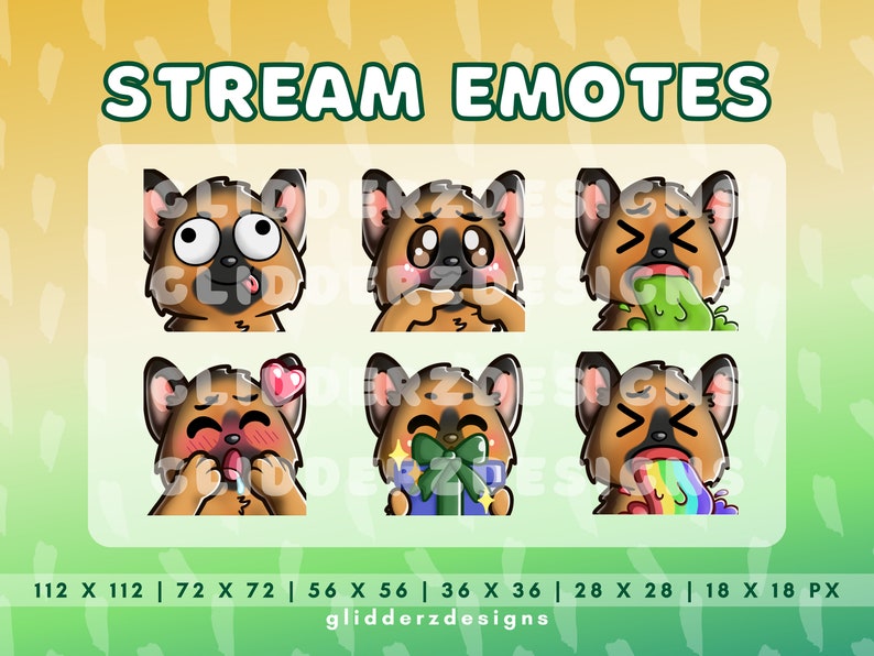 German Shepherd Twitch Emote Jumbo Pack 2 | 24 German Shepherd Emotes ...