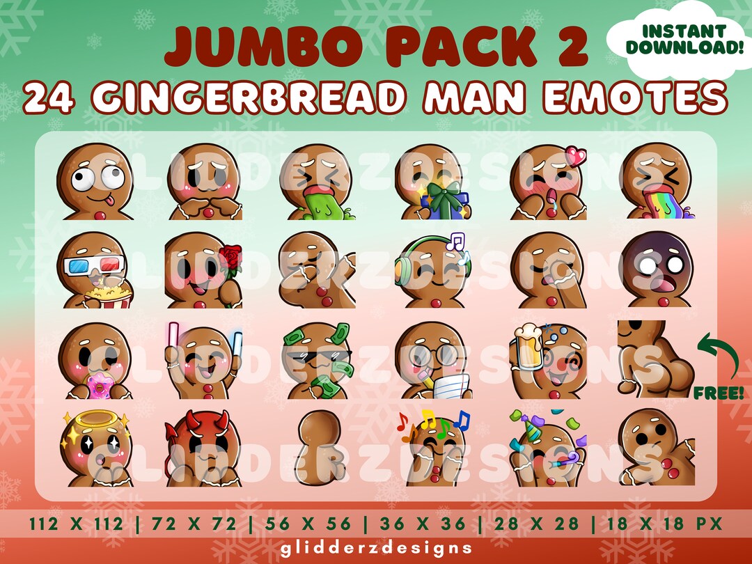 Gingerbread Man Twitch Emote Jumbo Pack 2 | Gingerbread Man Twitch ...