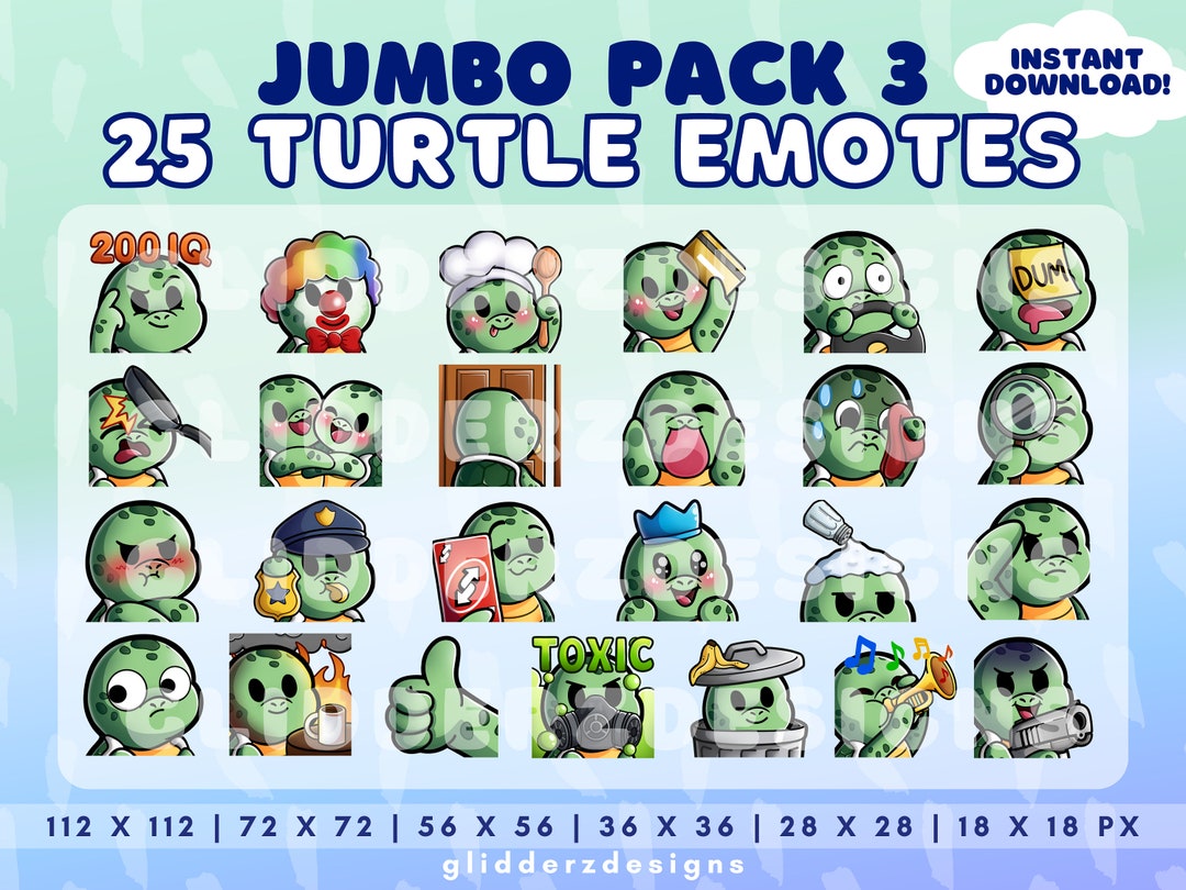 Turtle Emote Jumbo Pack 3 Sea Turtle Twitch Emotes 25 Turtle Emotes for ...