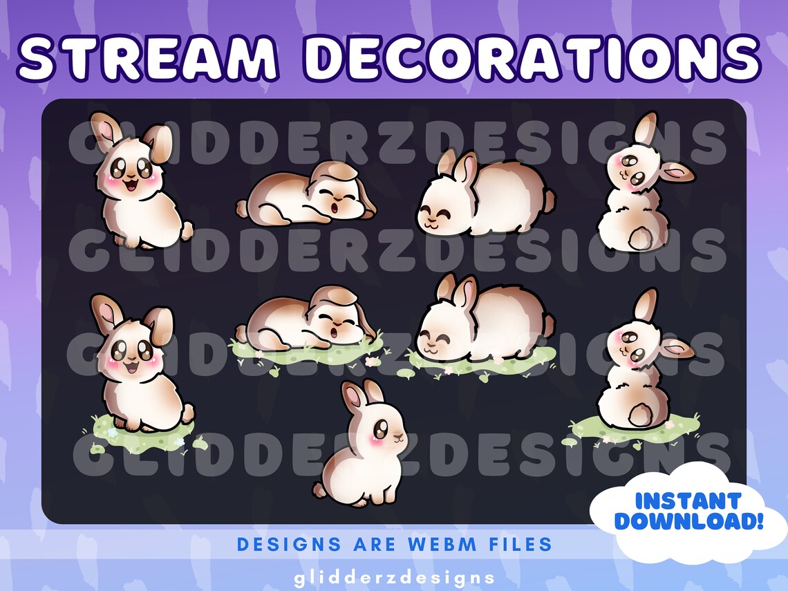 Tan Bunny Animated Stream Decorations | Tan Bunny Stream Decorations ...