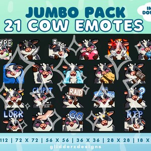 Cow Emotes Twitch JUMBO Pack | 21 Pack Cow Stream Emotes | Cow Twitch ...