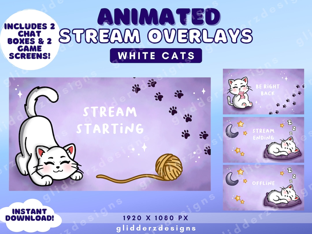 Animated Cat Overlay Twitch | Cat Animated Twitch Overlay | Cat Twitch ...