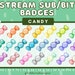 Candy Twitch Sub Badge Candy Stream Badge Twitch Food Bit Badge Rainbow ...