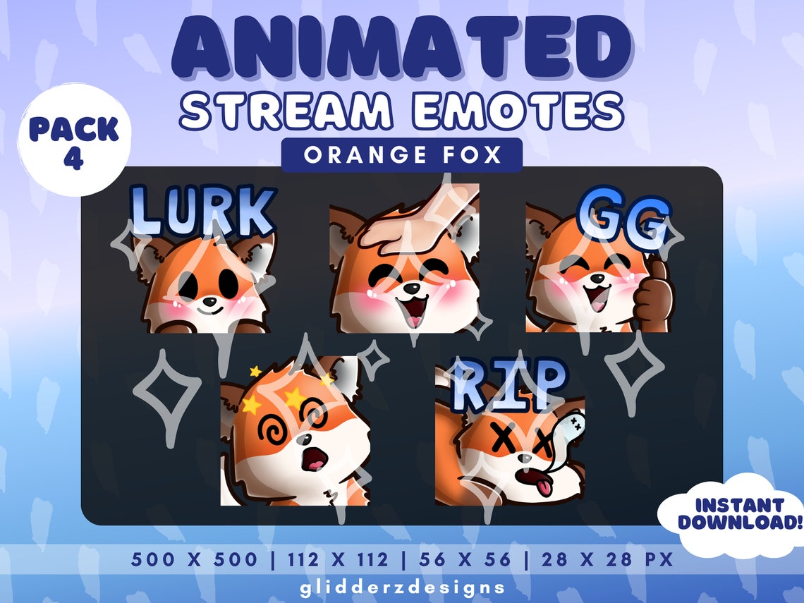 Animated Twitch Emotes Orange Fox Animated Emotes Animated - Etsy