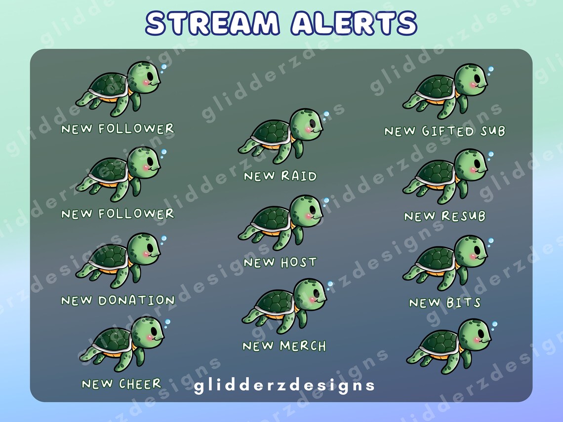ANIMATED Twitch Alerts Turtle Twitch Alerts Animated - Etsy