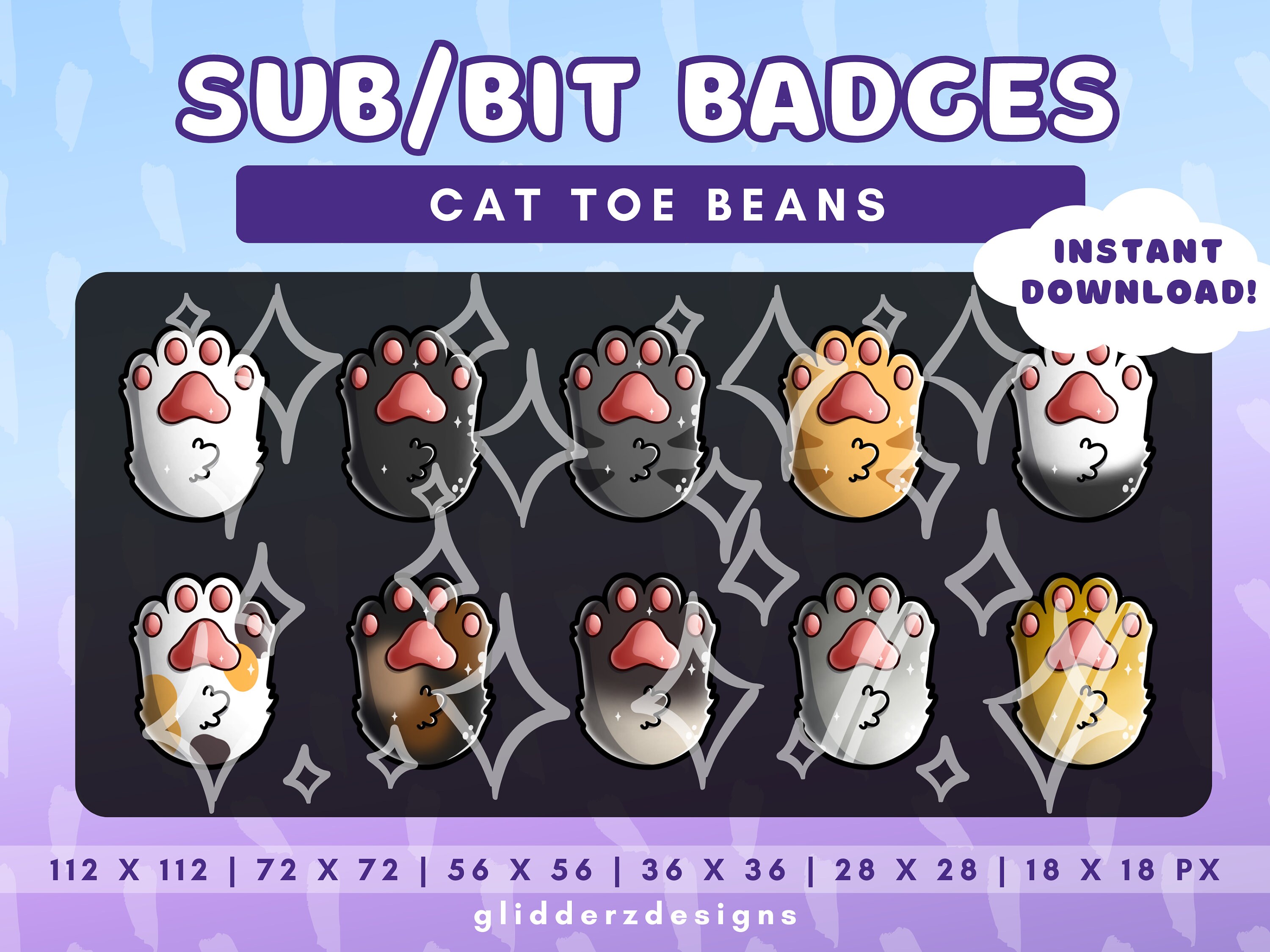Cat Toe Bean Sub Badges Caw Paw Twitch Badges Cute Cat - Etsy