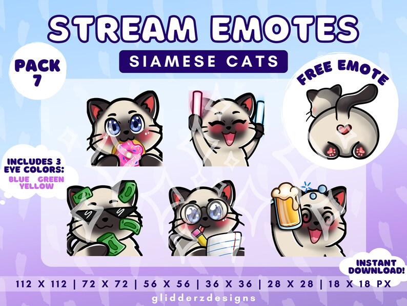 Siamese Cat Emote Jumbo Pack 2 Siamese Cat Twitch Emotes - Etsy