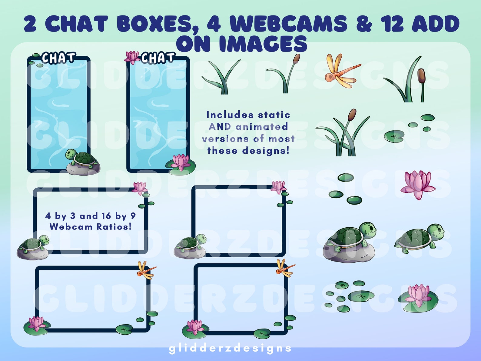 Turtle in Pond Animated Overlay | Turtle Twitch Overlay | Pond Twitch ...