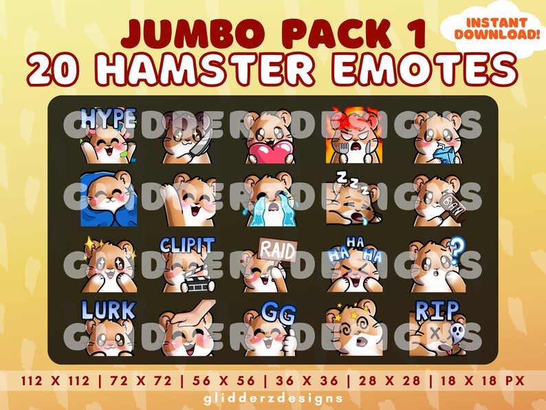 Tan Hamster Twitch Emote JUMBO Pack 1 | 20 Tan Hamster Emotes Twitch ...