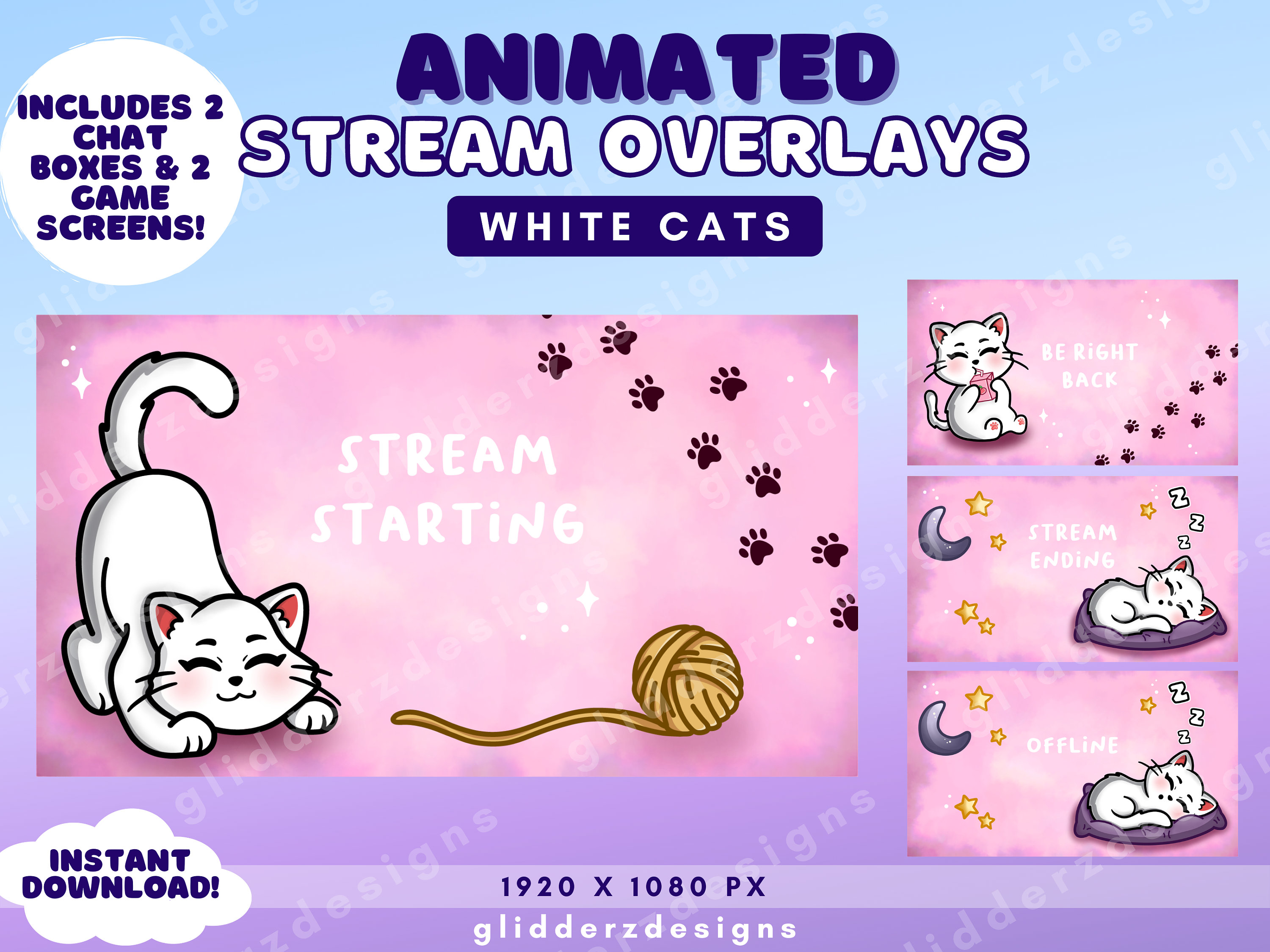Black Cat Overlay Twitch ANIMATED Pink Animated Overlay - Etsy