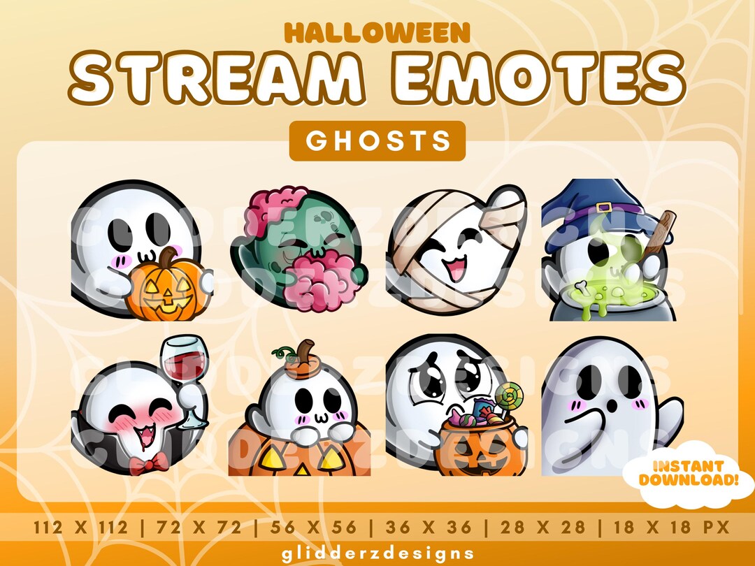 Ghost Halloween Twitch Emote Pack | Halloween Ghost Emotes | 8 ...