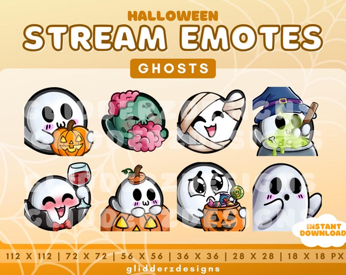 Halloween Ghost Emote Set | 12 Ghost Emote Bundle for Twitch, Discord ...