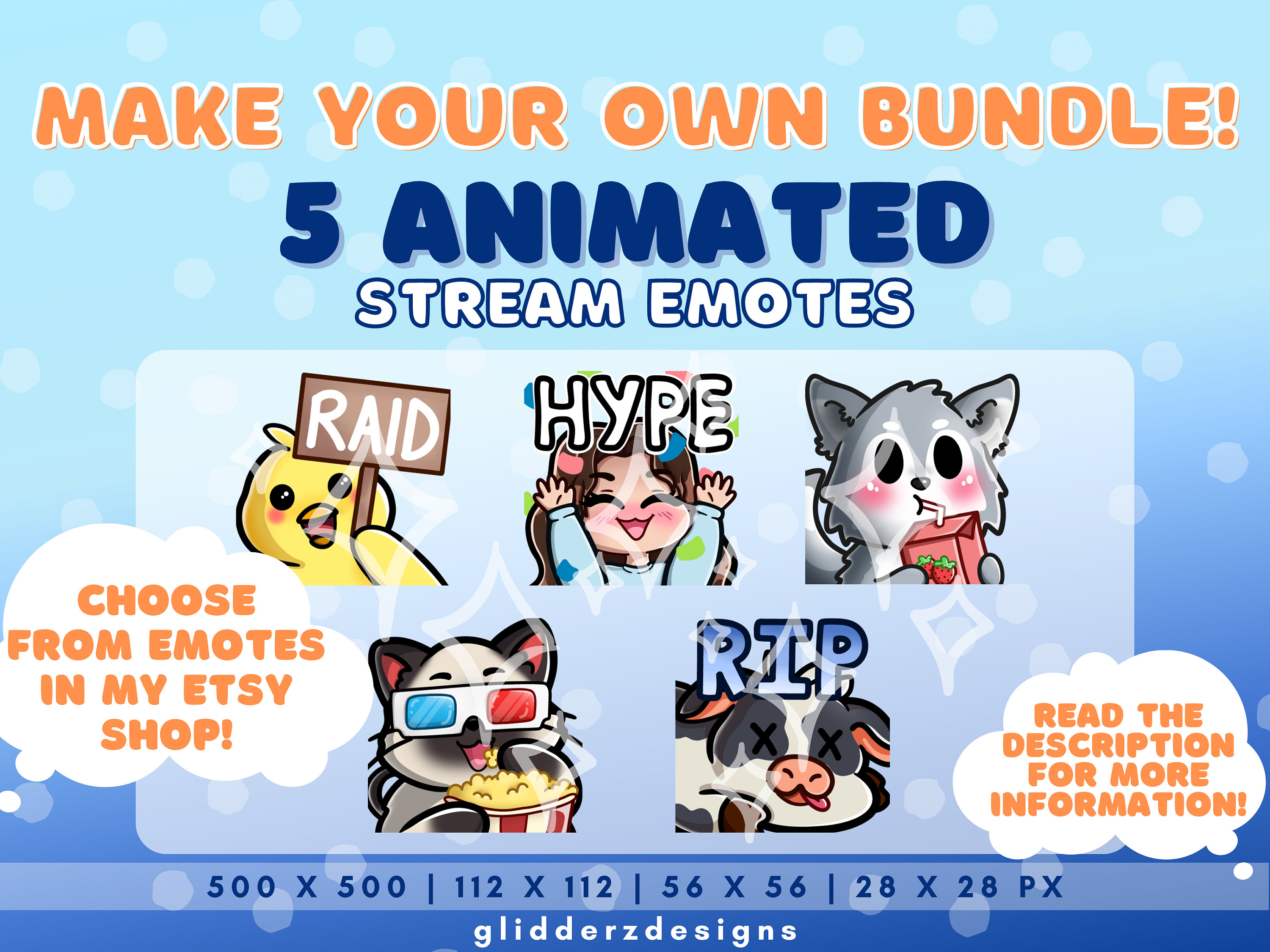 5x Animated Twitch Emote Pack Make Your Own Emote Bundle 5 - Etsy