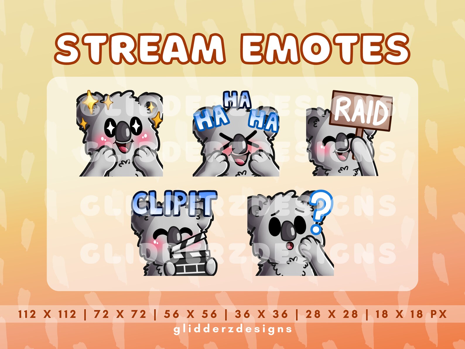 Koala Emotes Twitch JUMBO Pack 1 | 20 Koala Twitch Emotes | Cute Koala ...