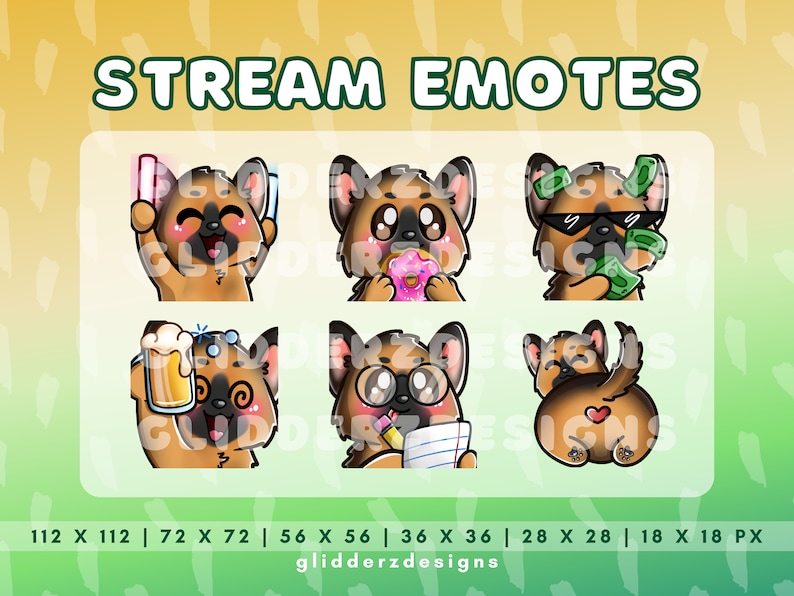 German Shepherd Twitch Emote Jumbo Pack 2 | 24 German Shepherd Emotes ...