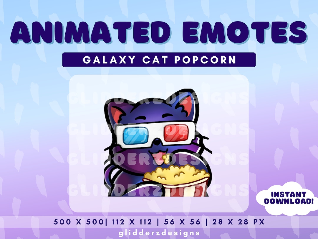 Galaxy Cat Popcorn Emote Animated | Eating Popcorn Animated Emote | Cat ...