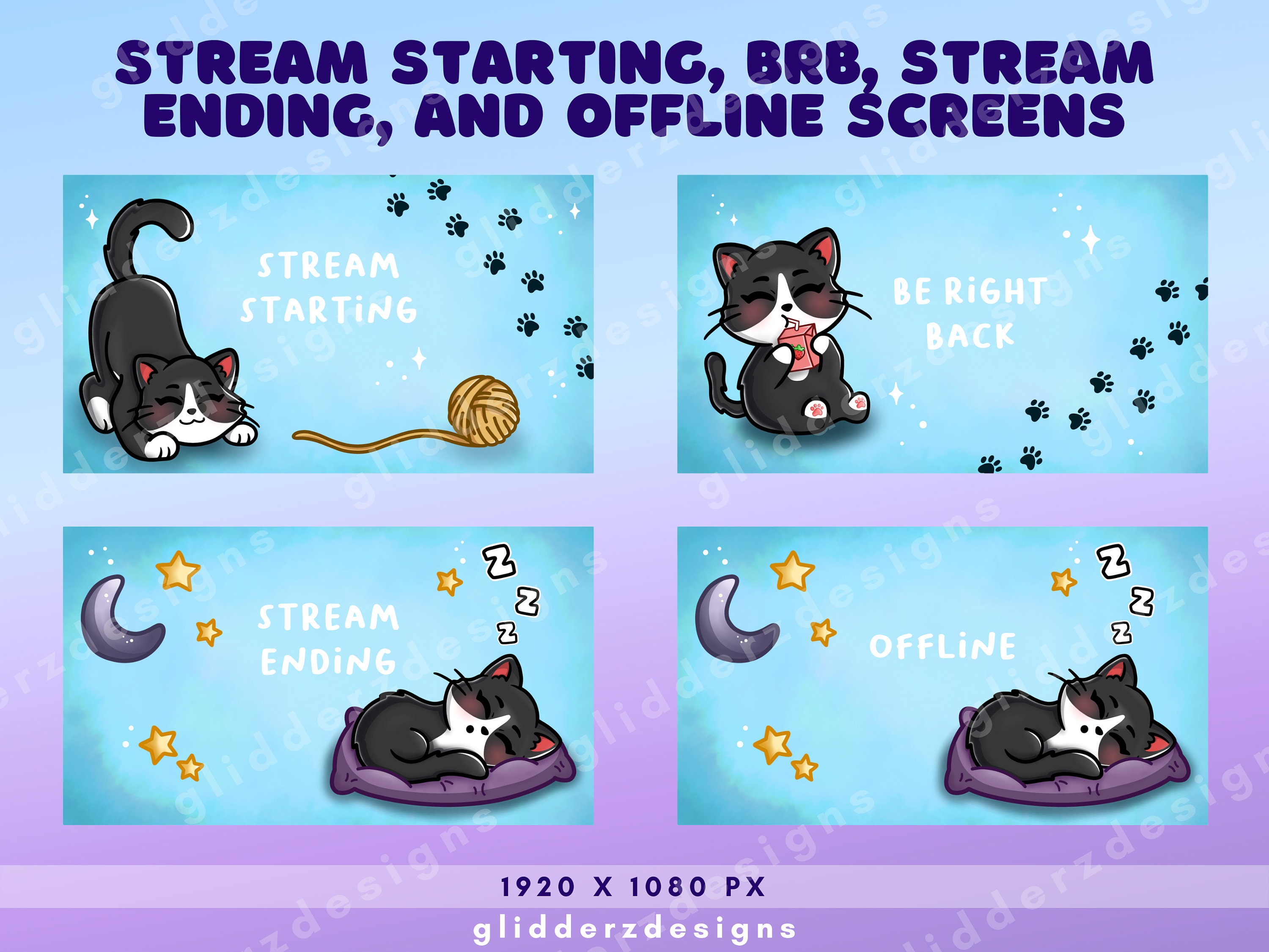 ANIMATED Cat Twitch Overlay Tuxedo Cat Stream Overlays - Etsy