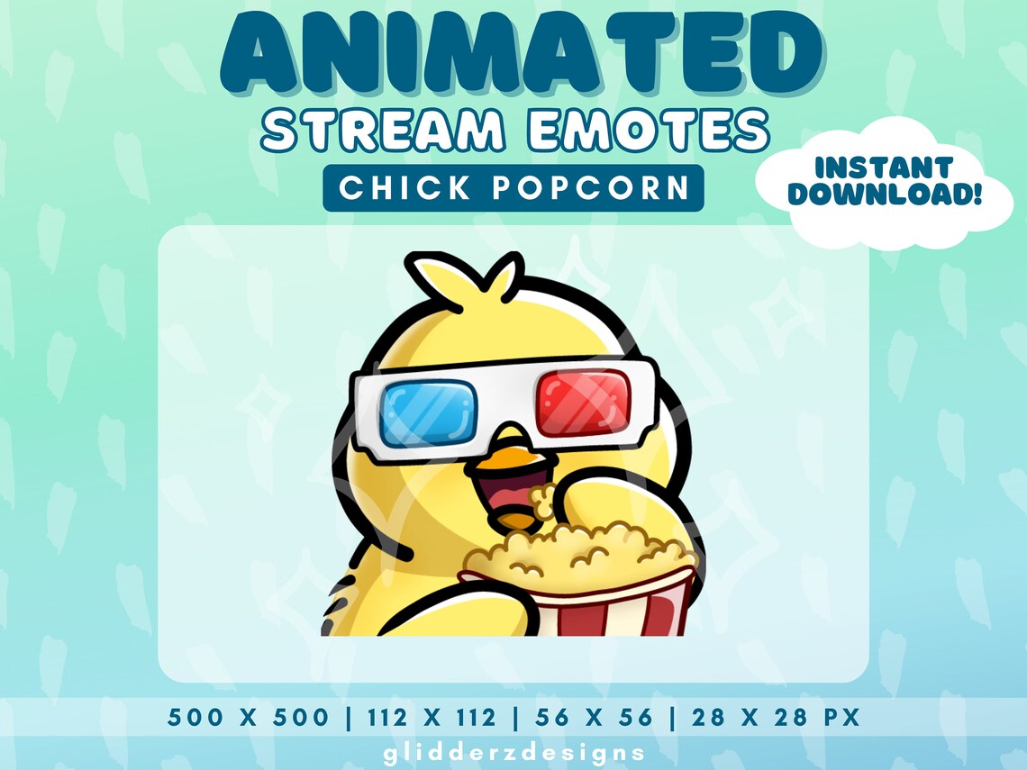 Chick Eating Popcorn Animated Emote | Chick Popcorn Animated Twitch ...