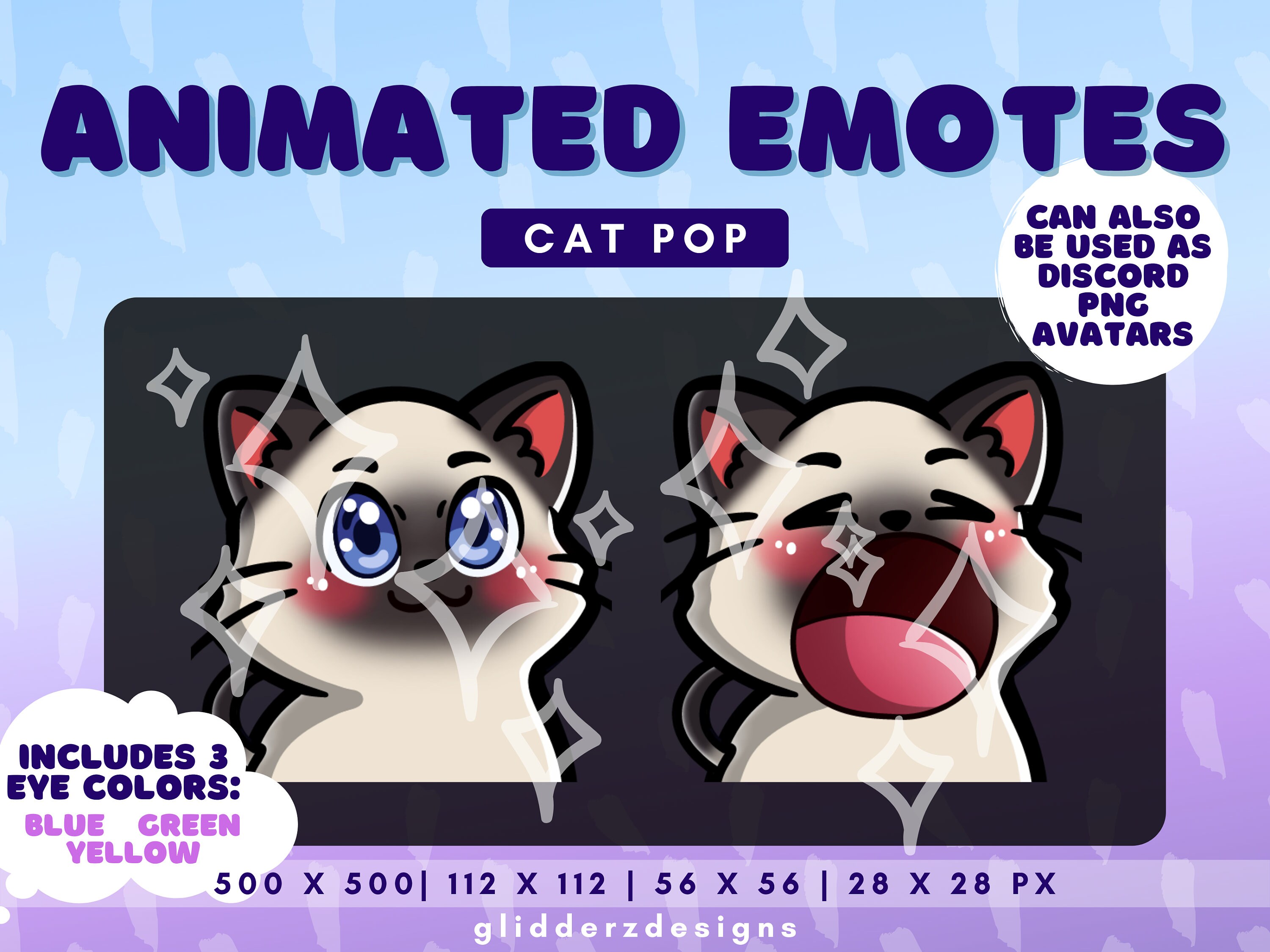 Cat Pop Animated Emote | Siamese Cat Twitch Emotes | Pop Cat Emote ...