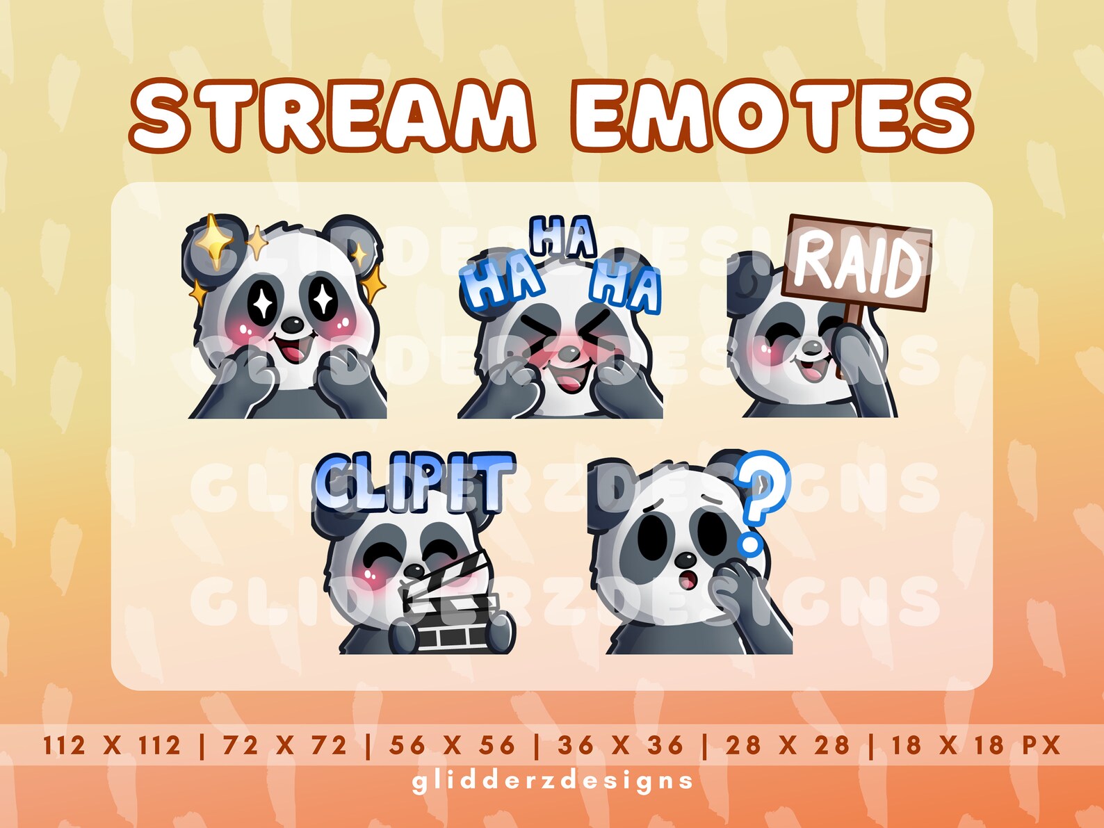 Panda Emotes Twitch JUMBO Pack 1 | 20 Panda Twitch Emotes | Cute Panda ...