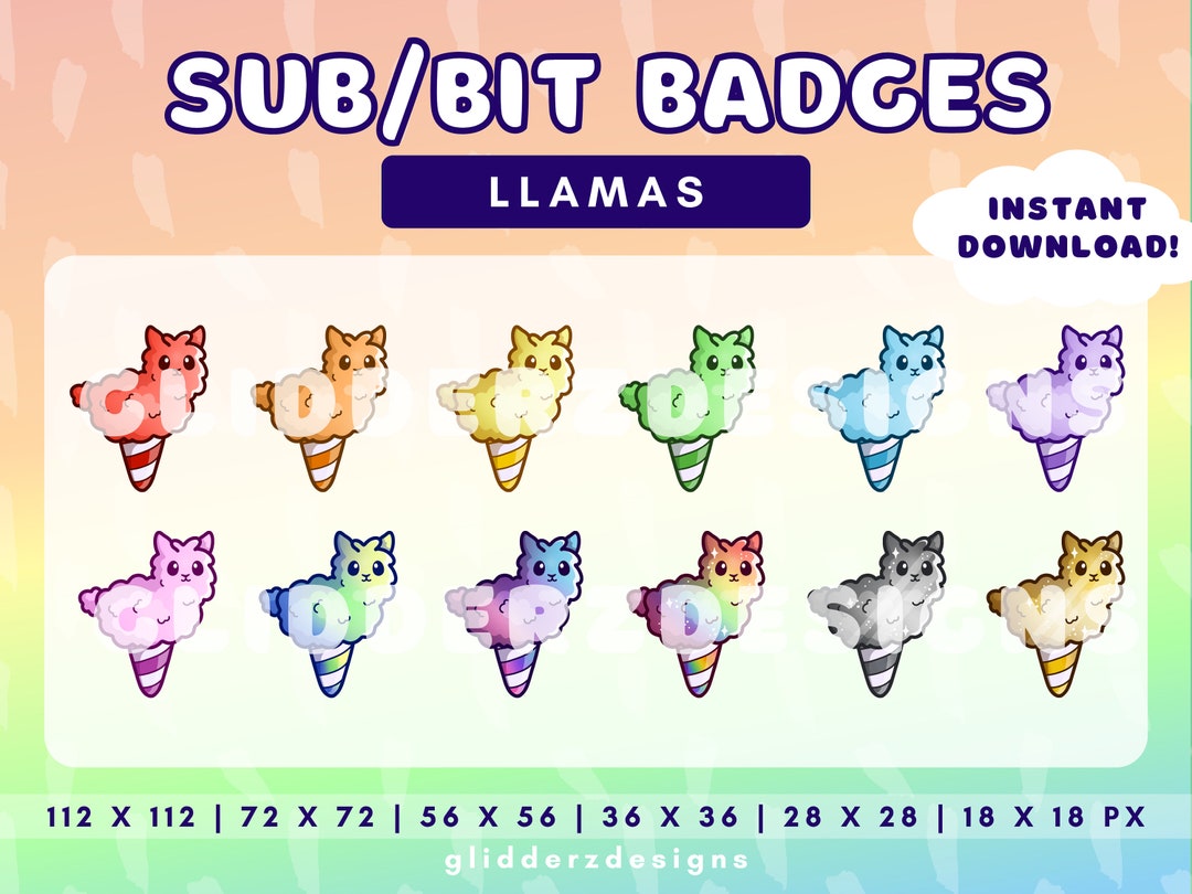 Llama Twitch Badges | Llama Stream Badges | Cotton Candy Sub Badges ...