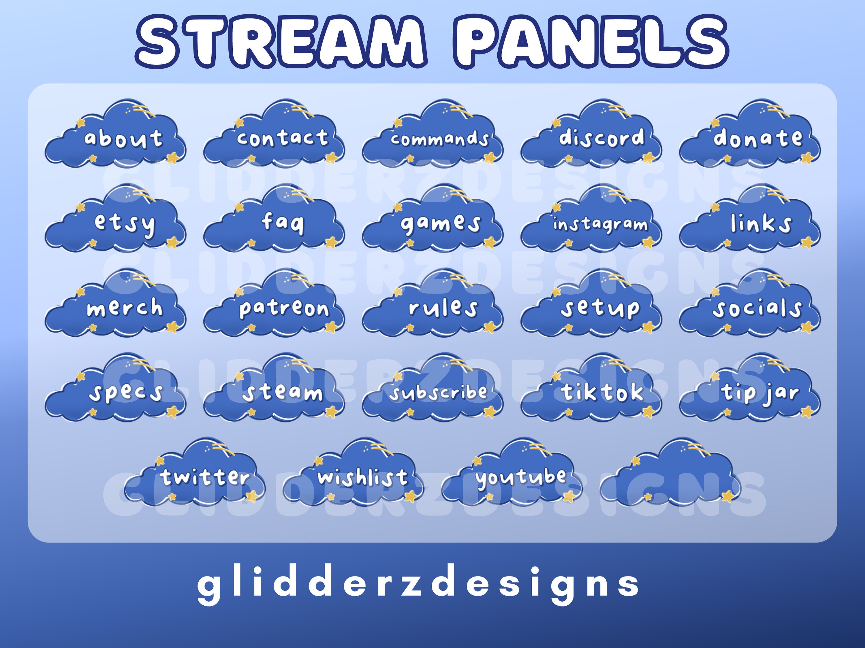 Cloud Twitch Panels Cloud Stream Panels Blue Stream Panels - Etsy