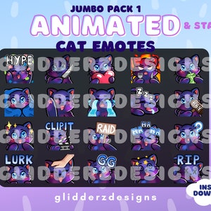 Galaxy Cat ANIMATED Emotes Jumbo Pack 1 | 20 Galaxy Cat Twitch Emotes ...