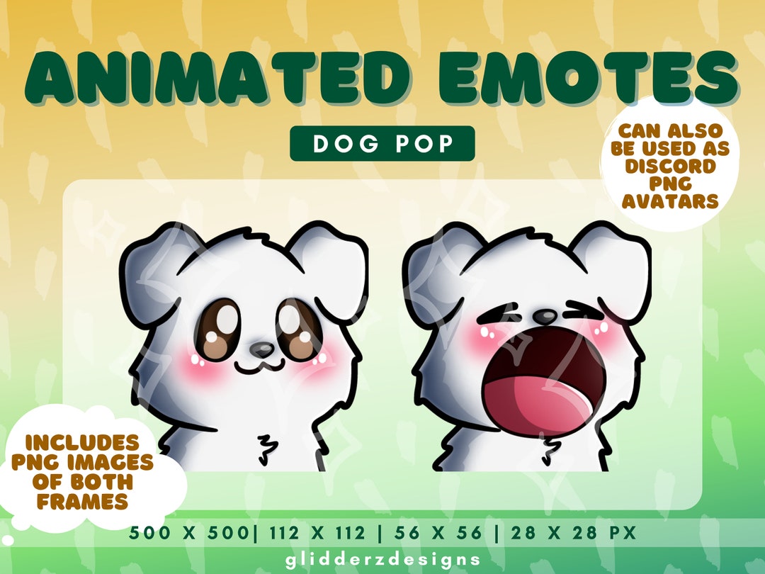 White Dog Pop Emote Animated | Dog Pop Cat Emote | Pop Animated Emote ...