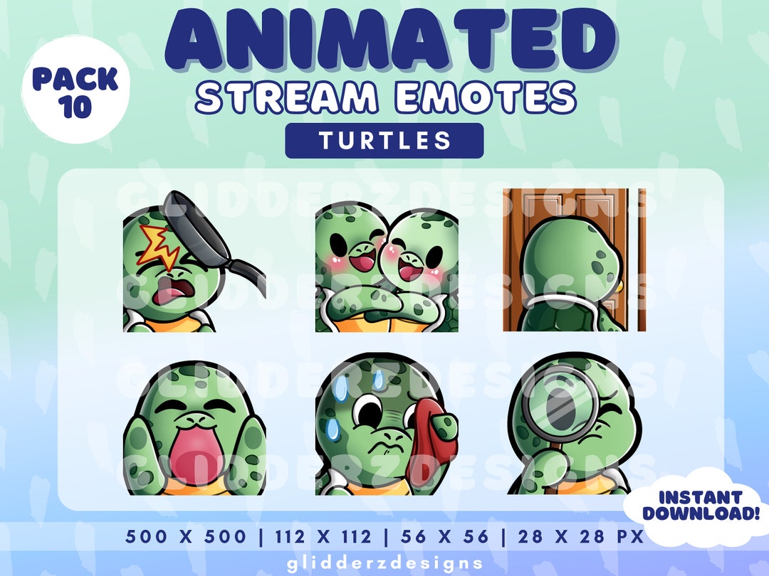 Turtle Animated Emote Pack 10 | 6 Turtle Animated Twitch Emotes ...
