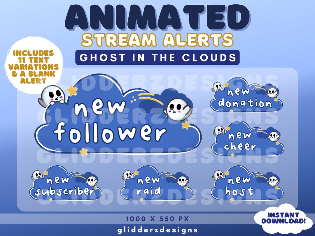 ANIMATED Ghost Twitch Alerts | Cloud Twitch Alerts Animated | Ghost ...