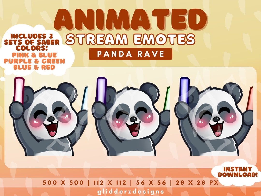 Panda Rave Emote ANIMATED | Panda Glow Stick Twitch Emote | Animated ...