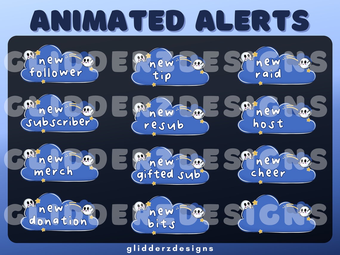 ANIMATED Ghost Twitch Alerts | Cloud Twitch Alerts Animated | Ghost ...