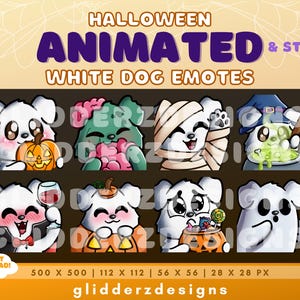 White Dog Halloween ANIMATED Emotes | 8 Animated AND Static Dog ...